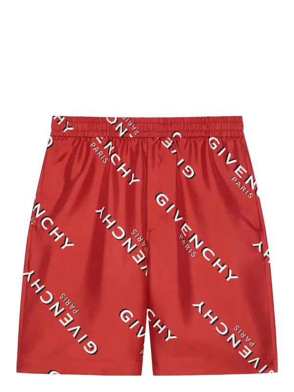 Givenchy Logo Shadow Printed Bermuda Shorts - Red