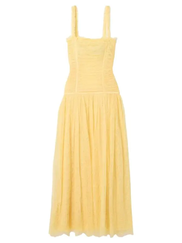 Ulla Johnson Florelle Pleated Maxi Dress - Yellow