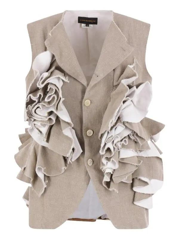 Comme Des Garçons Ruffled Gilet - Nude