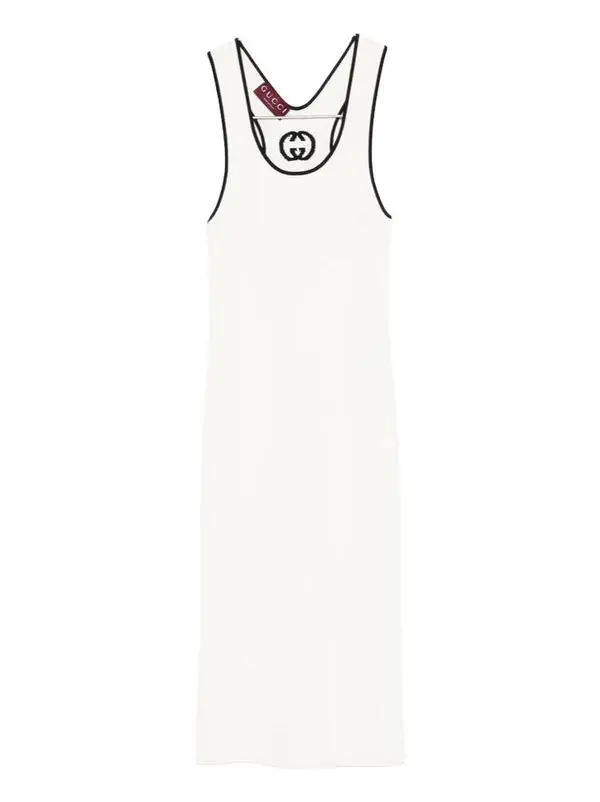 Gucci Sleeveless Ribbed Logo Intarsia Midi Dress - No