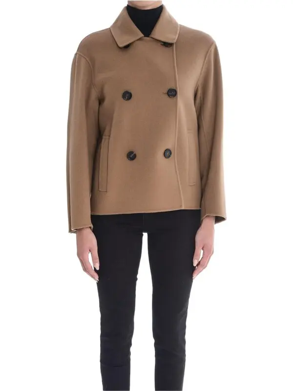 Max Mara Double-breasted Long-sleeved Coat - Hazelnut Brown