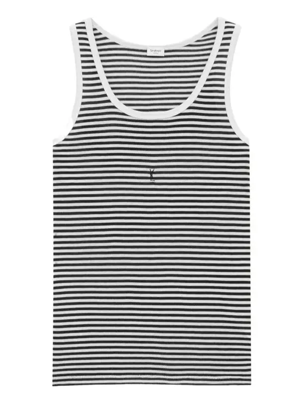 Saint Laurent Cassandre Striped Tank Top - White