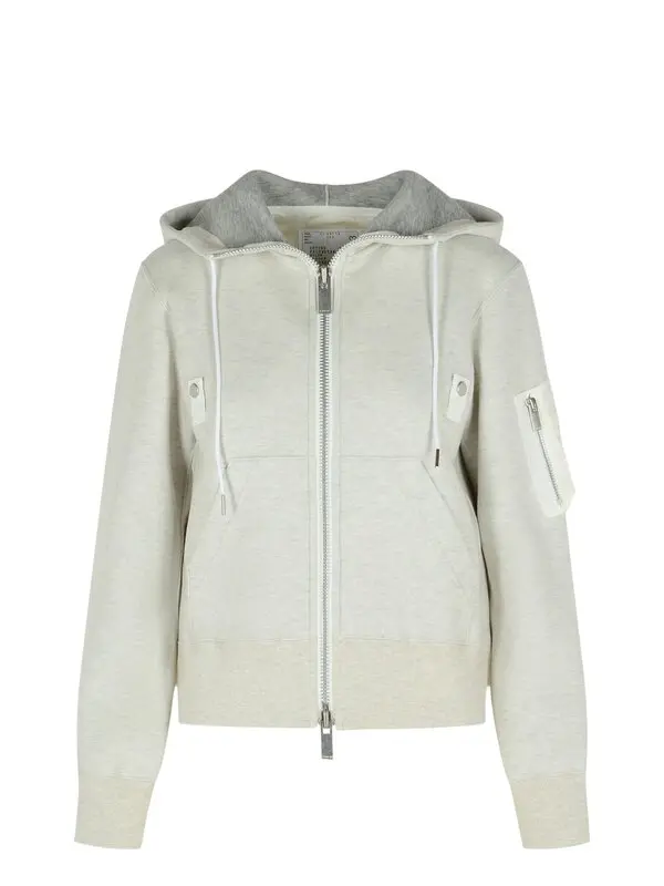 Sacai Hooded Zip-up Sweatshirt - Grey