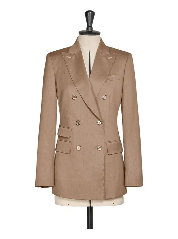 Max Mara Tailored Double Breasted Long Sleeve Blazer - Hazelnut Color