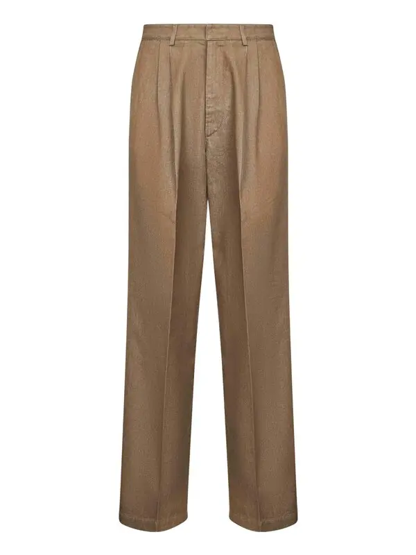 Dries Van Noten Pleated Straight-leg Trousers - Brown