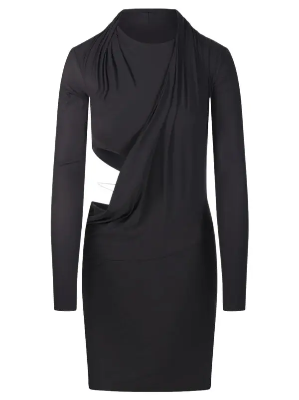 AMAZUIN Draped Cutout Mini Dress With Belt - Black
