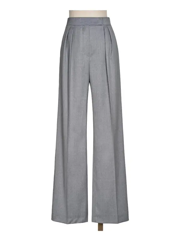 Max Mara High-waisted Double Pleat Wide Leg Trousers - Medium Gray
