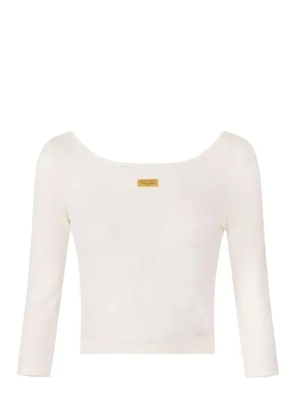 Elisabetta Franchi Logo Plaque Knit Top - White