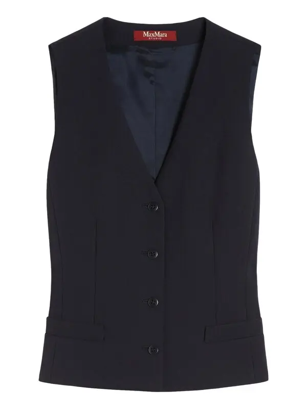 Max Mara Buttoned V-neck Gilet - Navy Blue
