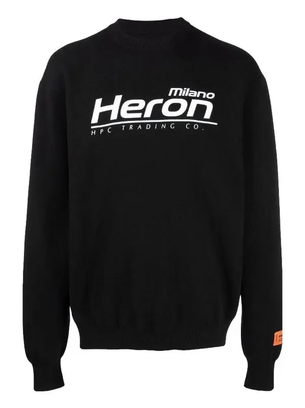 Heron Preston Logo Printed Crew Neck Sweater - Black