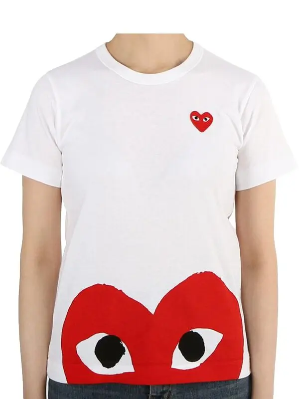 Play Comme Des Garcon Peek A Boo Heart T-shirt - White