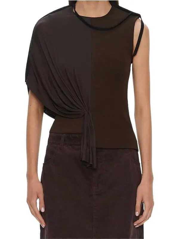 Christopher Esber Asymmetrical Draped Knot Top - Espresso