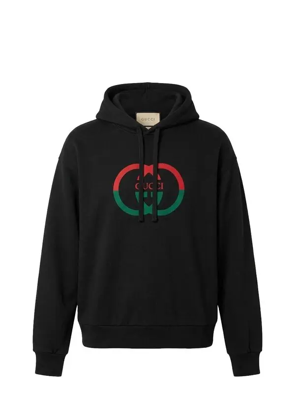 Gucci Interlocking G Drawstring Hoodie - Black