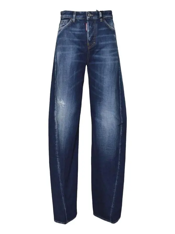 Dsquared2 Distressed Wide Leg Denim Pants - Blue