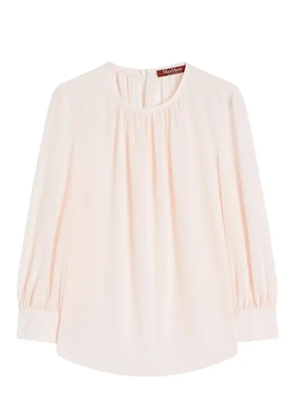Max Mara Gathered Blouse With Raglan Sleeves And Draped Closure - Pink