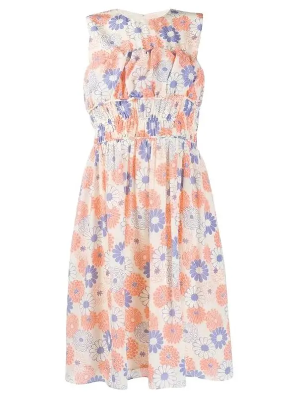 Kenzo Sleeveless Floral Print Dress - White