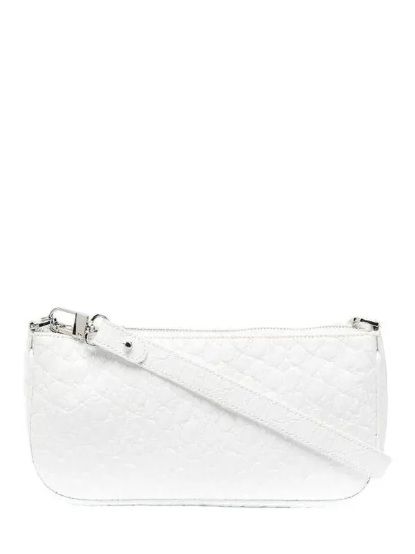 By Far One Shoulder Bag With Imitation Crocodile Pattern - White