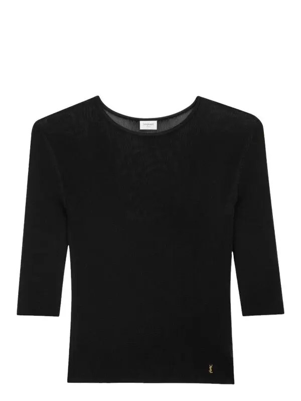 Saint Laurent Cassandre Crewneck Knitted Top - Black