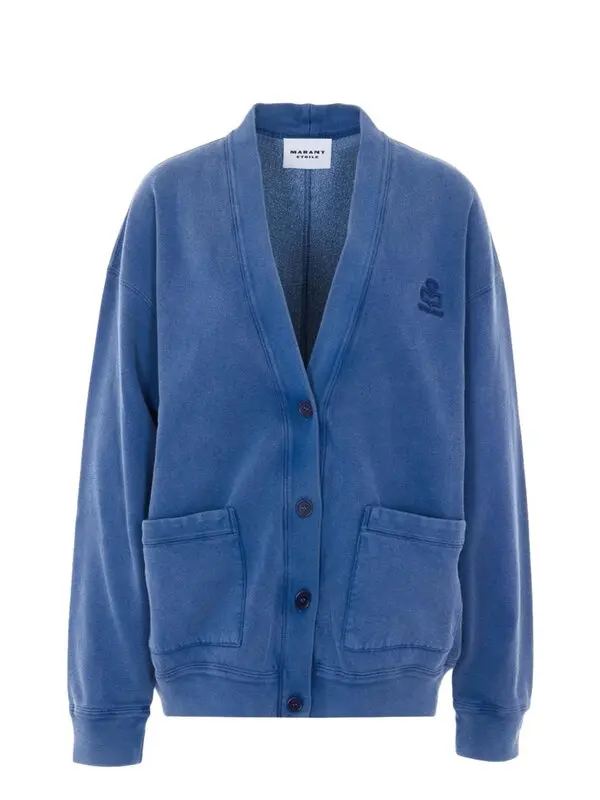 Isabel Marant Étoile V-neck Cardigan With Embroidered Logo - Blue