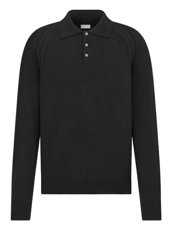 Dior Icons Long-sleeved Polo Shirt - Black