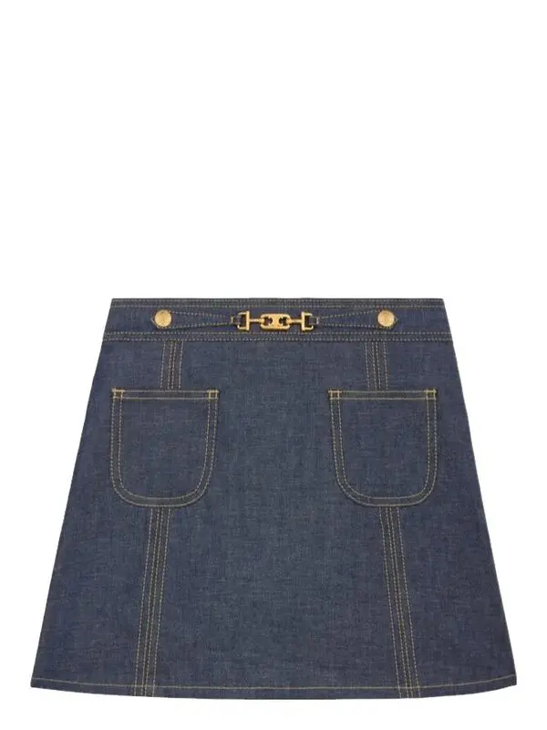 Celine Trapeze Mini Skirt In Denim - Raw Wash