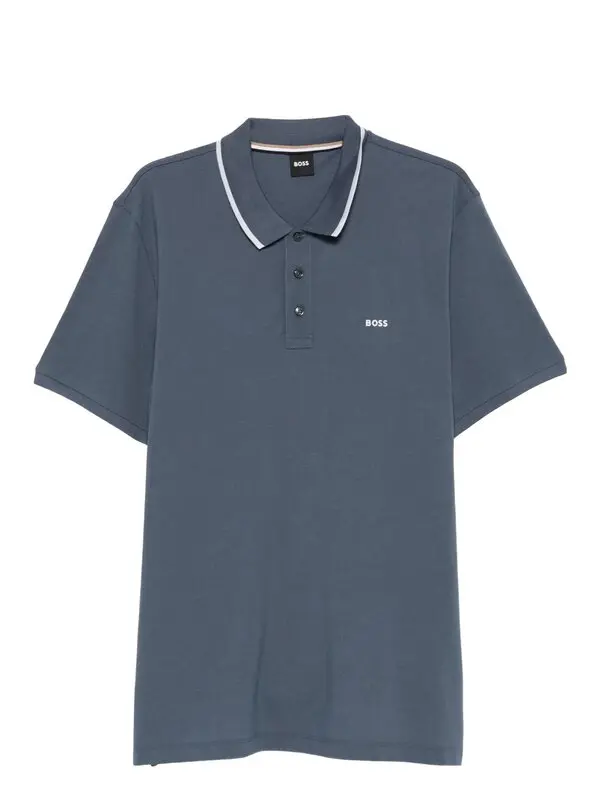 Hugo Boss Logo Trim Polo Shirt - Gray
