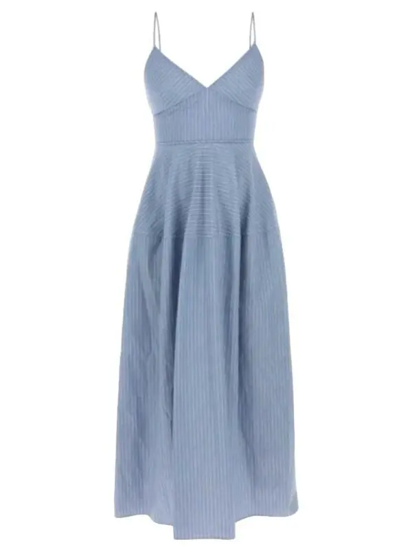 Co Name Basque Striped Midi Dress - Blue