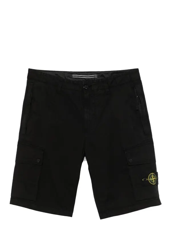 Stone Island Logo Patch Cargo Shorts - Black