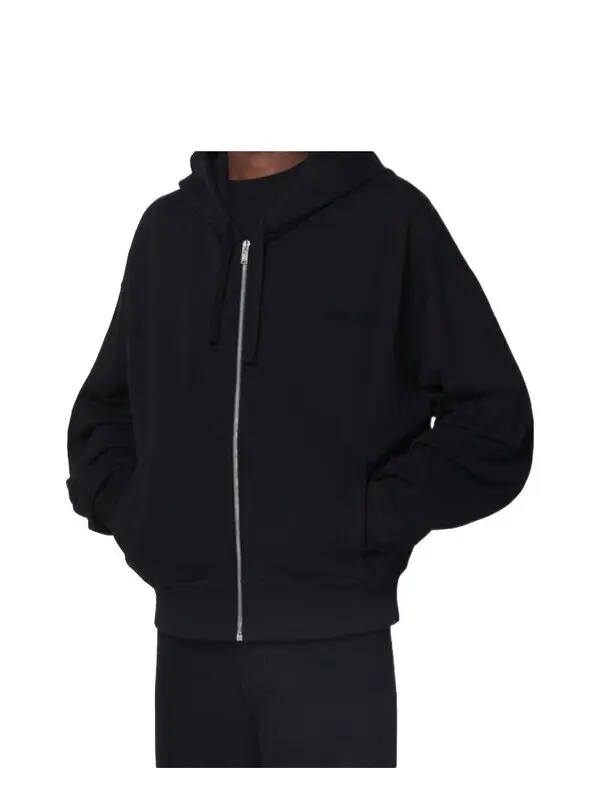 Alexander McQueen Logo Embroidered Zip-up Hoodie - Black