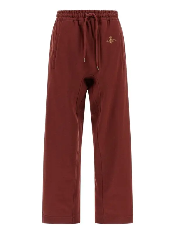 VIVIENNE WESTWOOD Drawstring Logo Embroidered Wide Leg Joggers - Red