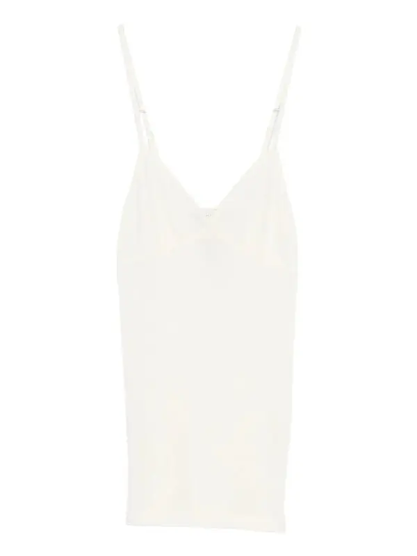 FORTE_FORTE Embroidered Wool Ribbed Jersey Tank Top - White
