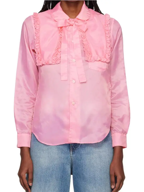 Comme Des Garçons Long Sleeve Shirt With Ruffle Details - Pink