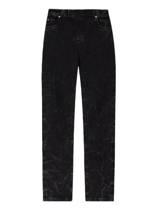 Balmain Mid Rise Acid Wash Jeans - Black