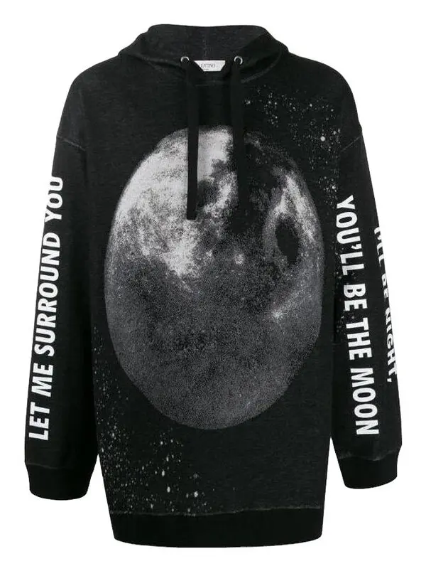 Valentino Garavani Moon Print Oversized Hoodie - Black