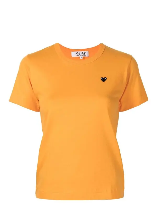 Play Comme Des Garcon T-shirt With Heart Applique - Orange