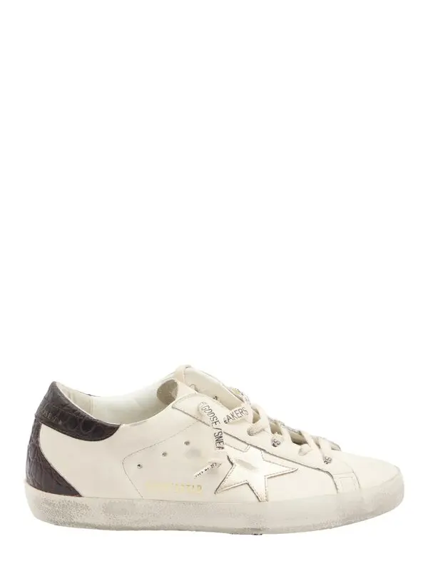 GOLDEN GOOSE Super-star Sneakers With Crocodile-effect Detailing - White