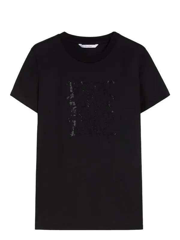 Max Mara Logo Embroidered Crewneck T-shirt - Black