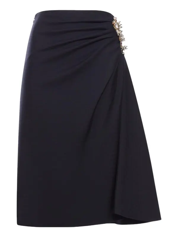 Dries Van Noten Sovora Asymmetric Midi Skirt - Navy