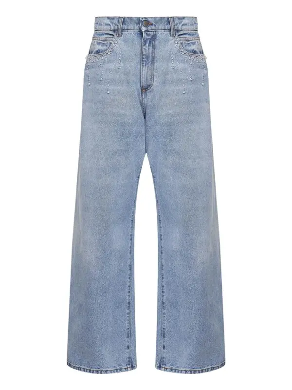 Giuseppe Di Morabito Crystal Embellished Wide-leg Jeans - Light Blue