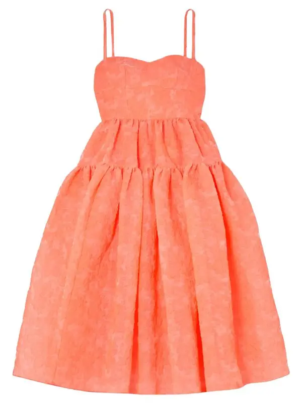Erdem Abelia Layered Pleated Dress - Coral