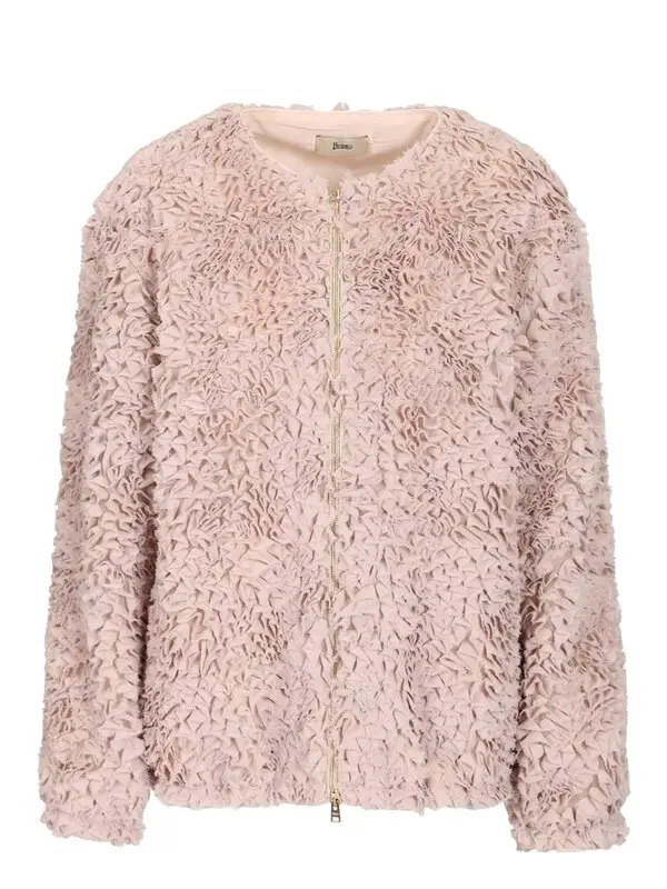 Herno Georgette Ruffled Tulle Jacket - Nude