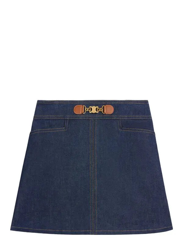 Celine Mini Skirt In Raw Wash Denim - Original Indigo