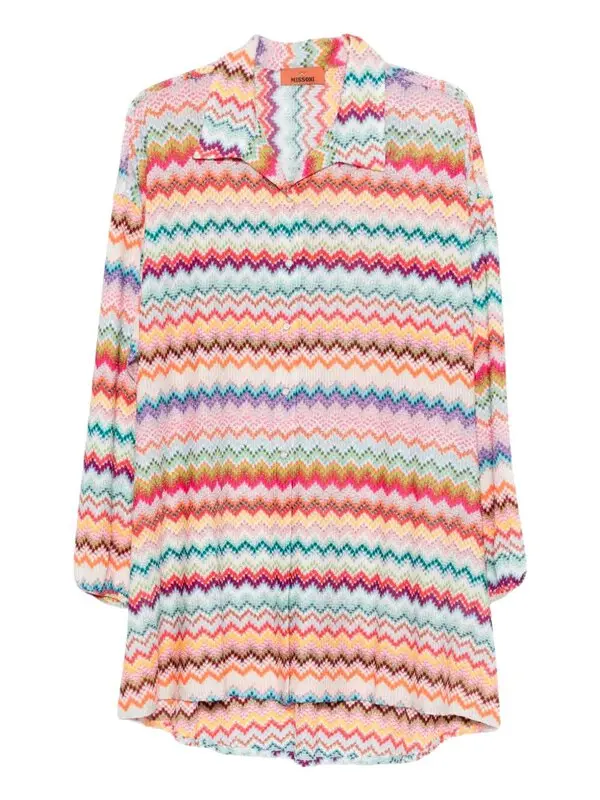 Missoni Zigzag Knit Longline Top - Green/multicolour