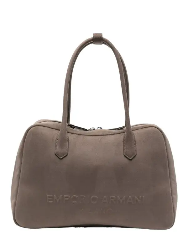 Emporio Armani Embossed Logo Tote Bag - Brown