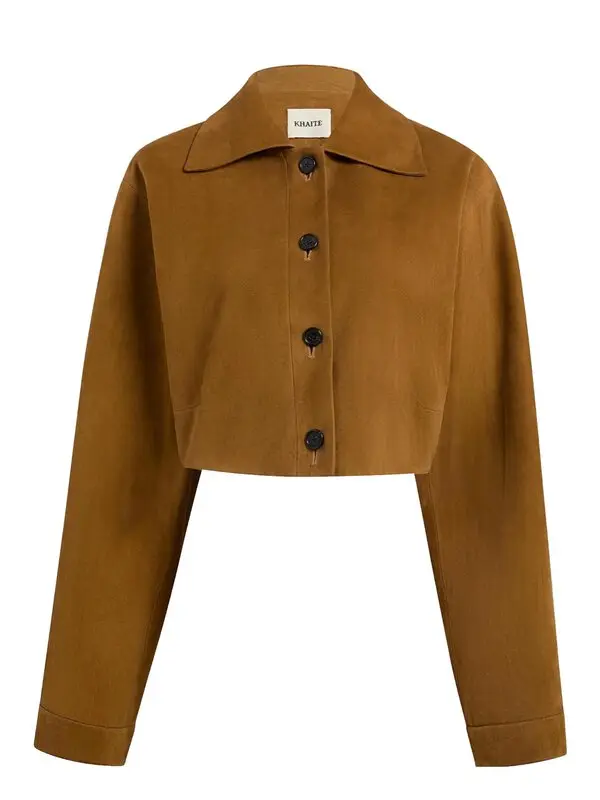 Khaite Sue Suede Cropped Jacket - Toffee