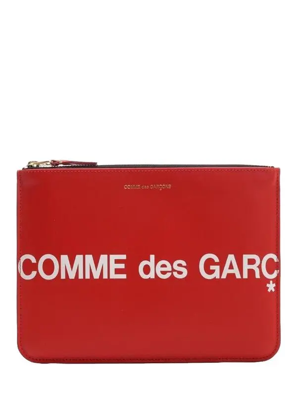 Comme Des Garçons Logo Printed Clutch - Red