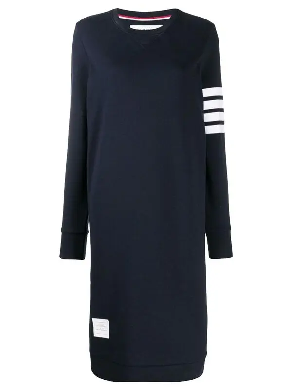Thom Browne 4-bar Long-sleeved Sweater Dress - Navy Blue