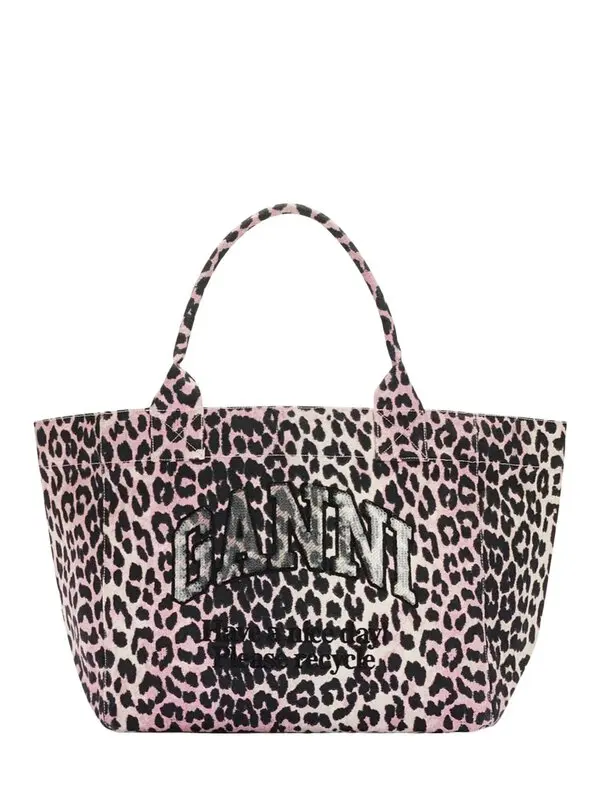 GANNI Leopard Printed Tote Bag - Black