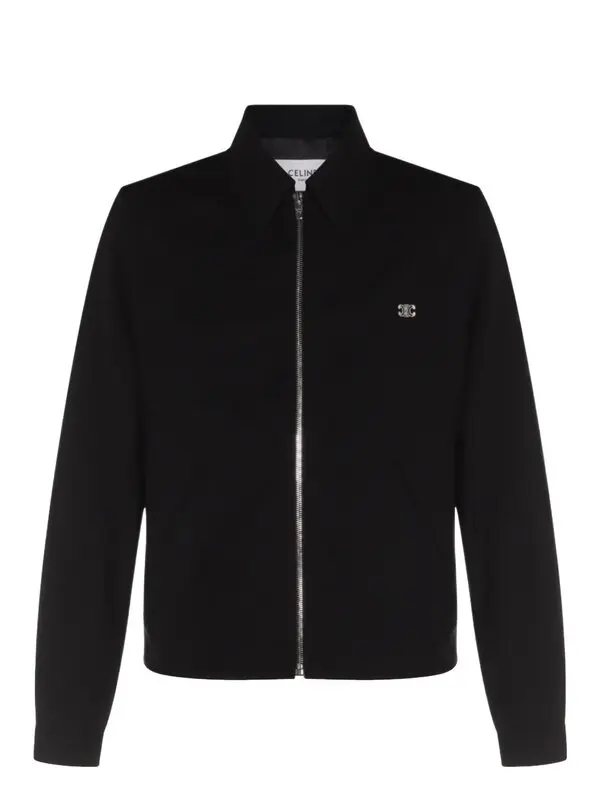 Celine Triomphe Blouson Jacket In Wool Twill - Black
