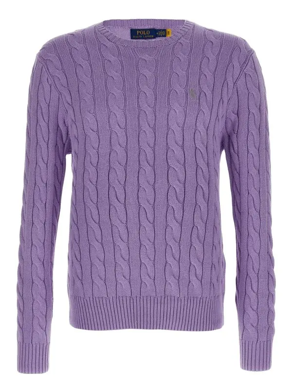 Polo Ralph Lauren Cable-knit Jumper With Embroidered Logo - Purple